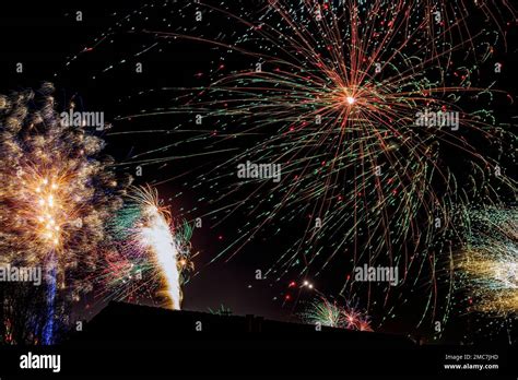 Fireworks Exploding In The Night Sky Stock Photo Alamy