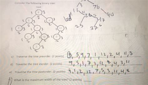 Solved Consider The Following Binary Tree Root 3 76 6264 Uz
