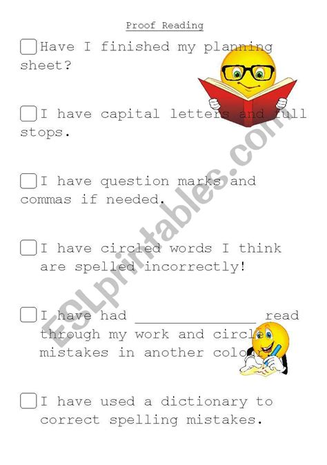 English Worksheets Proof Reading
