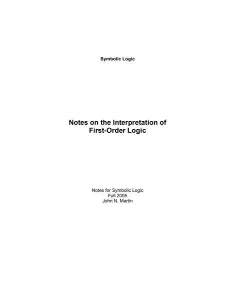 Notes On The Interpretation Of First Order Logic