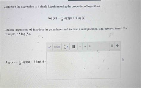 solved condense the expression to a single logarithm using the