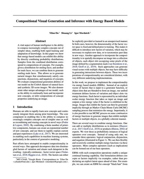 Compositional Visual Generation And Inference With Energy Based Models