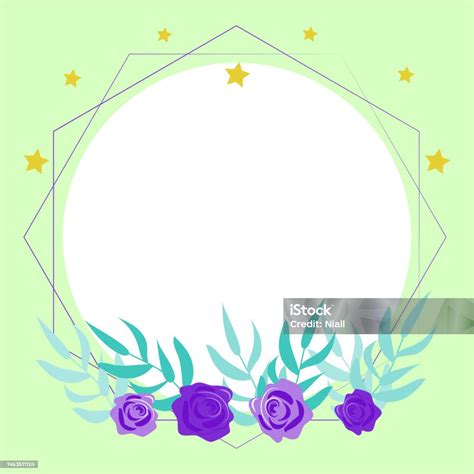 녹색 색깔의 원 모양 텍스트 프레임은 여러 꽃으로 둘러싸인 하트와 나뭇잎 글쓰기를위한 프레임 워크는 다른 데이지 하트 및 나무