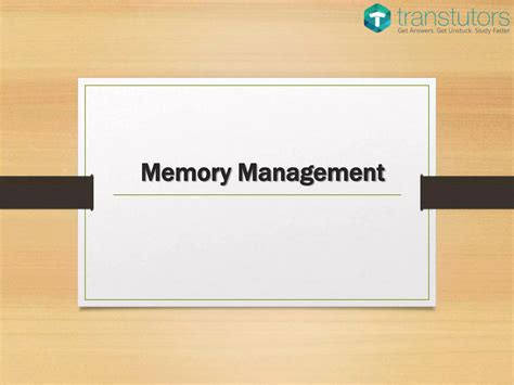 Memory Management Computer Science Ppt