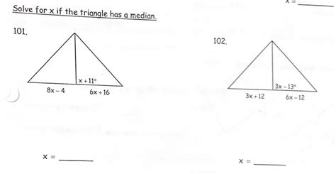 Solved Solve For X If The Triangle Has A Median C Chegg