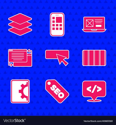 Set Ui Or Ux Design Seo Optimization Front End Vector Image