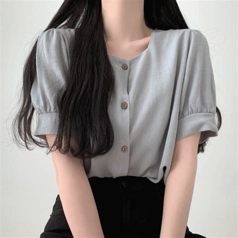 베베 스퀘어 반팔블라우스 [5color] 에이블리