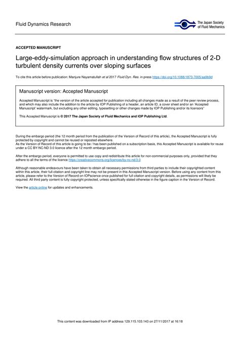 Pdf Large Eddy Simulation Approach In Understanding Flow Structures Of 2 D Turbulent Density