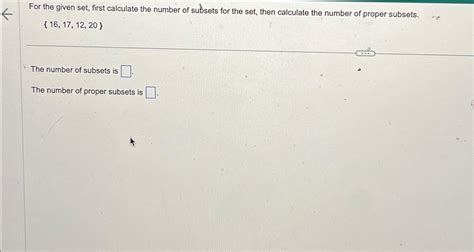Solved For The Given Set First Calculate The Number Of