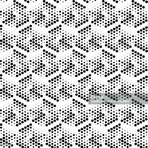 벡터 일러스트레이션 육각형 질감 흑백 기하학적 이음새가 없는 패턴 모자이크 추상적 배경 육각형 반복 기하학적 다각형 텍스처