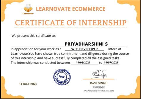 Priya Dharshini On Linkedin Learnovateecommerce Webdeveloper Internship Webdevelopment