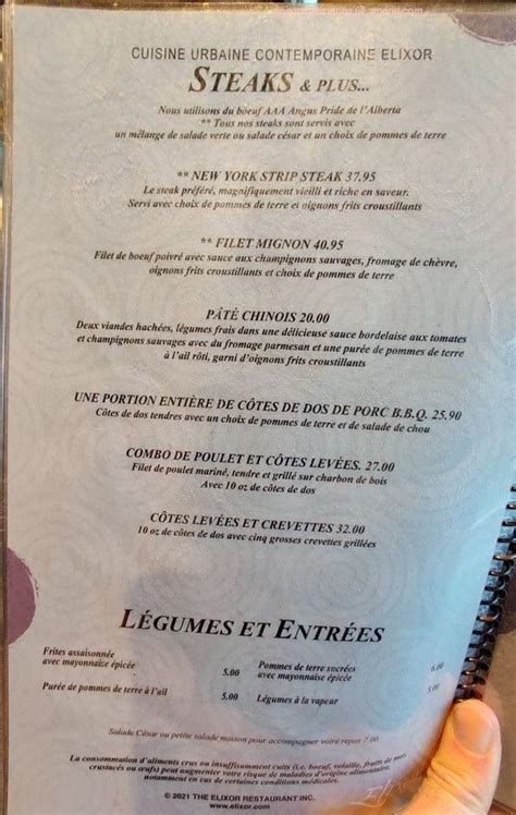 Online Menu Of Elixor Restaurant Laval Quebec H7t 2y5 Zmenu