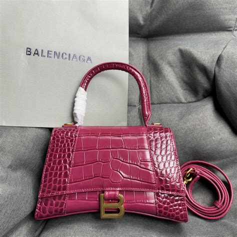 【高端定製】balenciaga巴黎世家hourglass女士同色系b微標鱷魚紋手提沙漏包 巴黎世家balenciaga 台灣專櫃