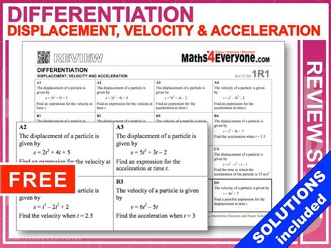 igcse revision differentiation displacement velocity and