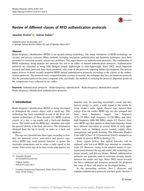 Review Of Different Classes Of Rfid Authentication Protocols Request Pdf