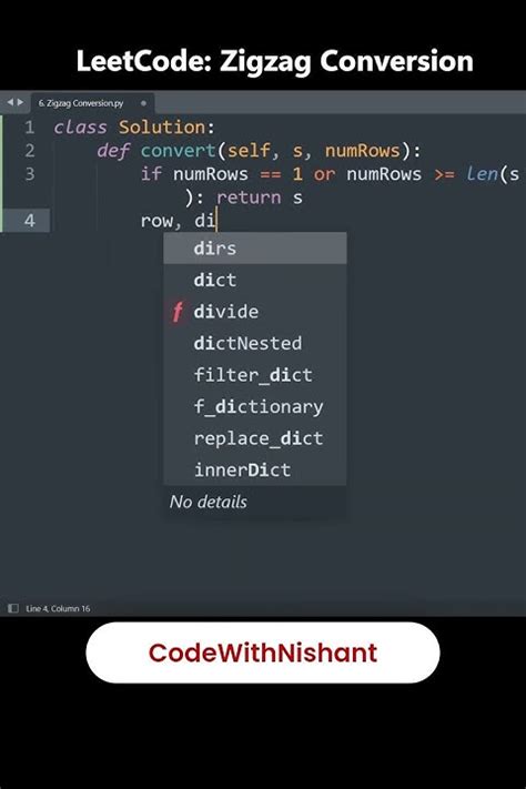 Leetcode 6 Zigzag Conversion In Python Python Leetcode Youtube