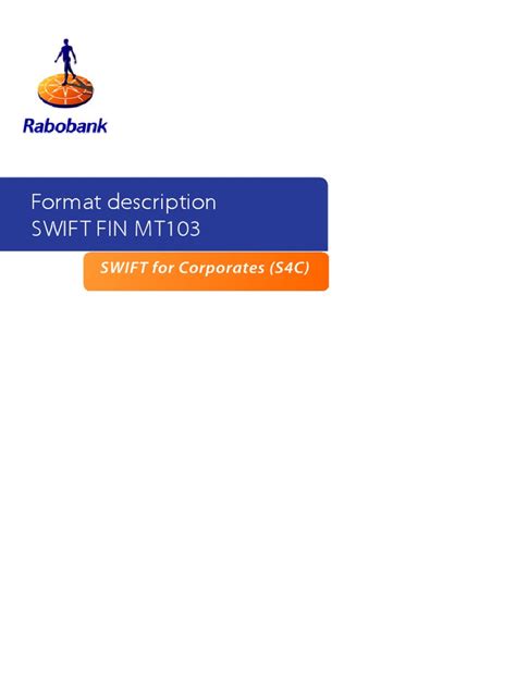 Format Description Swift Fin Mt103 Swift For Corporates S4c Pdf