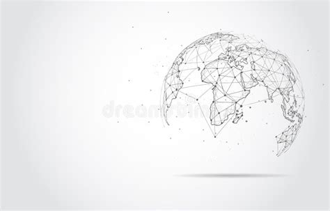 Global Network Connection World Map Point And Line Composition Stock