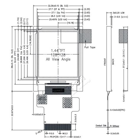 1 44 Inch Tft Lcd Spi Mcu Square Screen 128x128 Display 1 4