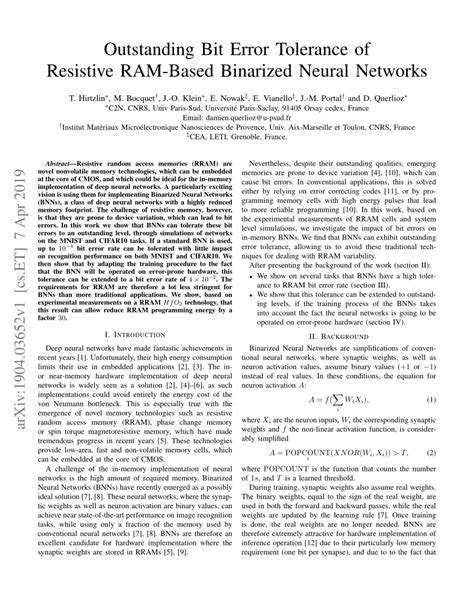 pdf outstanding bit error tolerance of resistive ram based binarized