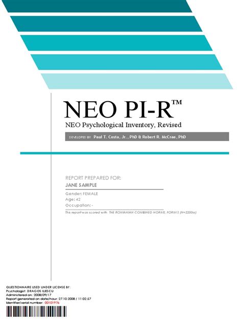 Neo Pi R Romania Pdf Psychology And Cognitive Science Psychological Concepts