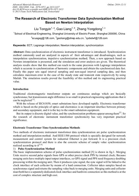 The Research Of Electronic Transformer Data Synchronization Method Based On Newton Interpolation