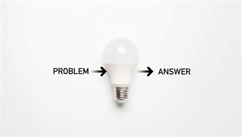 Premium Photo White Lightbulb With Problem And Answer Wording For