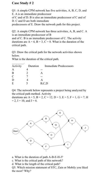 Solved Q1 A Simple Cpm Network Has Five Activities A B