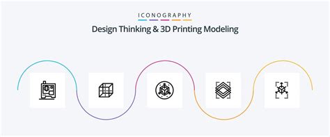 Design Thinking And D Printing Modeling Line 5 Icon Pack Including Chart Grid Modification