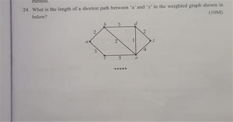 Method24 What Is The Length Of A Shortest Path Between A And Z
