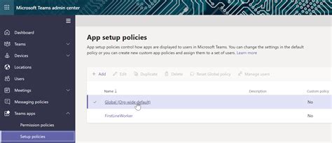 App Setup Policies In Microsoft Teams