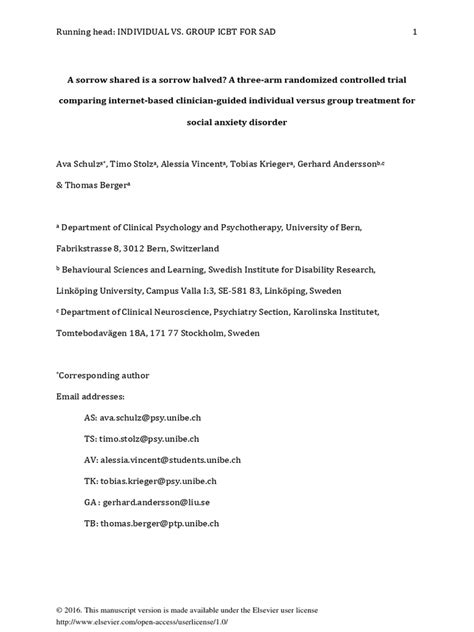 A Sorrow Shared Is A Sorrow Halved A Three Arm Randomized Controlled