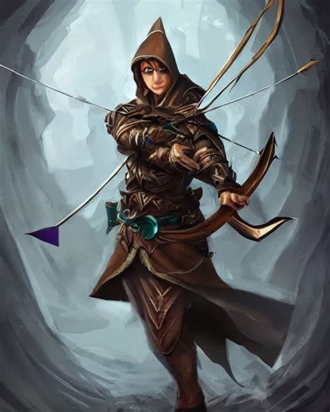 Male Elf Archer In A Hoodie Wielding A Magical Bow Stable Diffusion