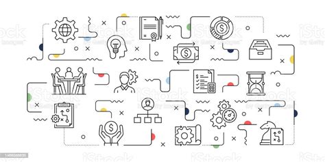 프로젝트 기획 관련 벡터 배너 디자인 컨셉 아이콘이 있는 모던 라인 스타일 개념에 대한 스톡 벡터 아트 및 기타 이미지 개념 개발 경영자 Istock