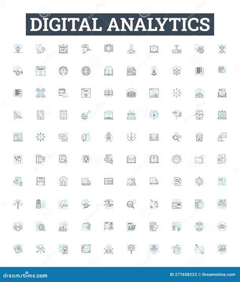 Digital Analytics Vector Line Icons Set Digital Analytics Tracking
