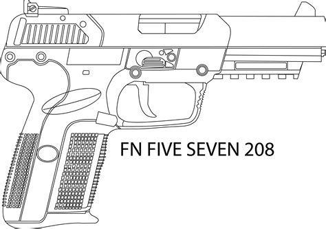 Fn Five Seven Gun Line Art Vector File Laser Engraving Cnc Inspire Uplift