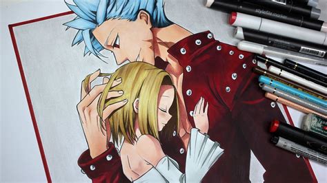 Drawing Ban And Elaine From The Seven Deadly Sins Youtube