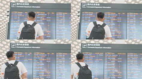 4k正版 机场航班信息指示牌前的旅客视频素材下载