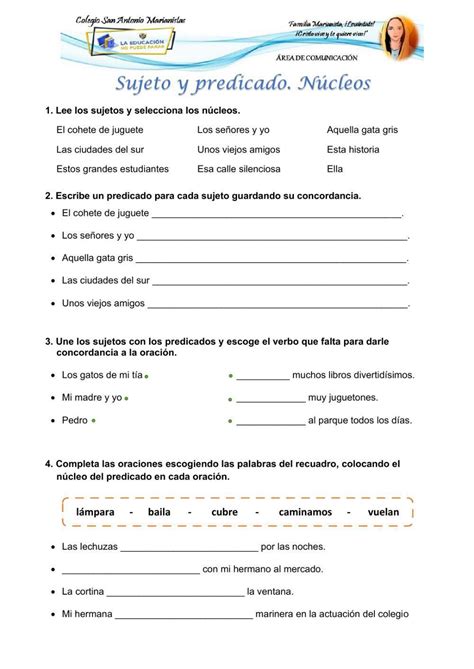 Sintaxis Sujeto Y Predicado Segundo Y Tercer Ciclo Primaria
