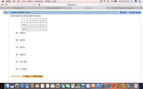 solved use the table to evaluate each expression f g 1