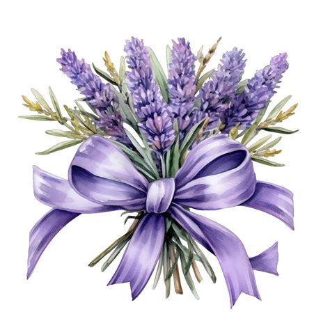 Premium Ai Image Lavender Ribbon Watercolor Illustration Lavender Clipart