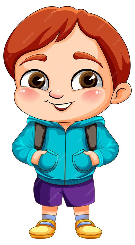 Personaje De Dibujos Animados Lindo Chico Vector Premium