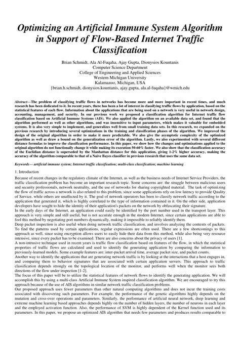 Pdf Optimizing An Artificial Immune System Algorithm In Support Of Flow Based Internet Traffic