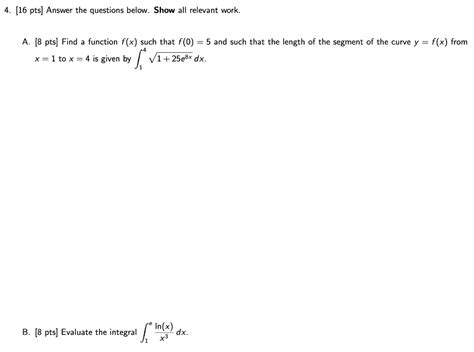 Solved Pts Answer The Questions Below Show All Chegg Com