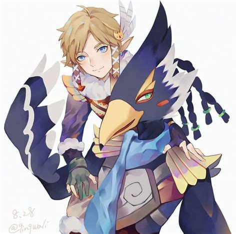 Legend Of Zelda Breath Of The Wild Art Link And Rito Champion Revali Botw By Qinqwali