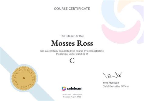 Mosses Ross On Linkedin Certificate Cprogramming C