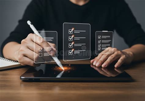 Digital Checklist On Tablet For Business Document Management And Online Survey Form App Tasks