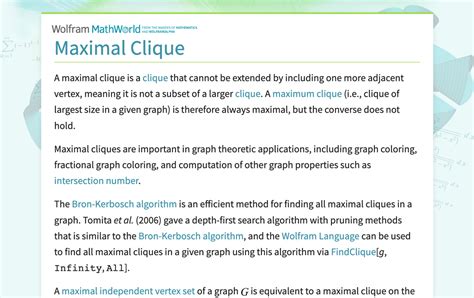 Maximal Clique From Wolfram MathWorld