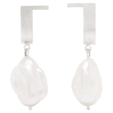 Ruth Nyc Melu Hoops Freshwater Pearl Drop Hoop Earrings In Sterling