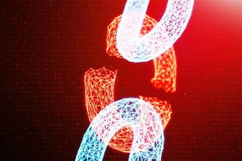 분리 된 깨진 체인 디지털 블록 체인 기술 암호 화폐 디지털 코드의 개념 블록 체인 개념입니다 파란색 도트 네트워크에서 빛나는